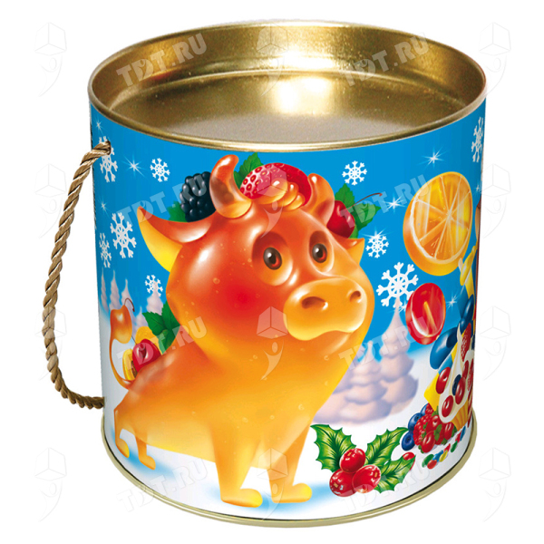 Новогодний тубус «Вкусняшка» с жестяной крышкой и ручкой, 120*120мм